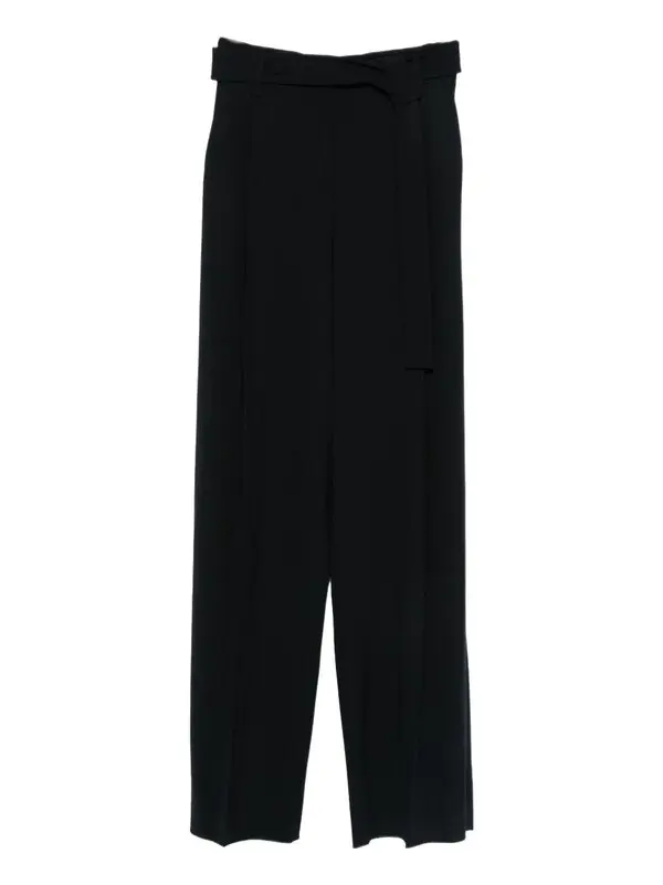 Emporio Armani Pleated Detailed Straight Leg Trousers - Black