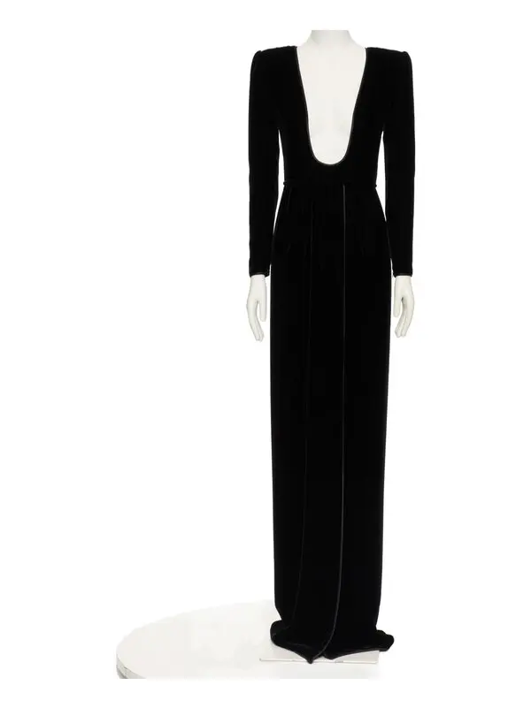 Valentino Garavani Long Sleeve Dress With Plunge Neckline And Open Back - Black