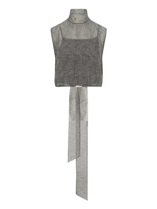 Gucci Sleeveless Bow Detail Blouse - Grey