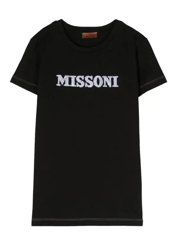 Missoni Logo Embroidered Cotton T-shirt - Black