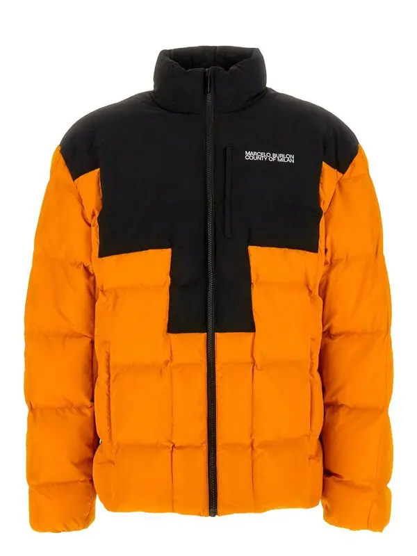 MARCELO BURLON COUNTY OF MILAN Logo Puffer Jacket - Orange