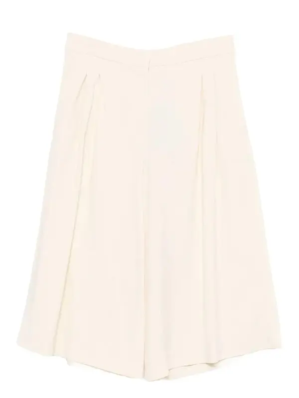 TWINSET Pleated Cropped Wide-leg Pants - White