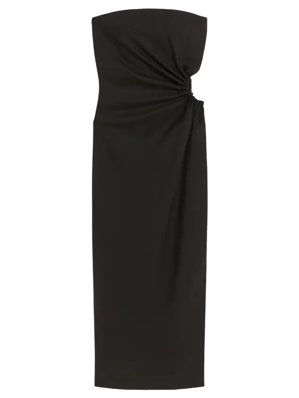 Max Mara Gathered Strapless Maxi Dress With Slit - Black