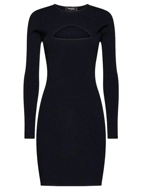 Dsquared2 Cut-out Ribbed Mini Dress - Black