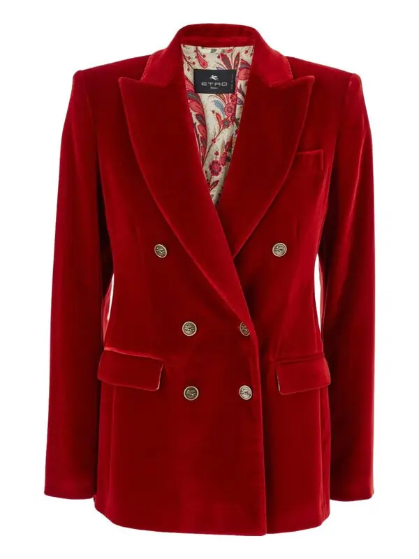 Etro Double-breasted Velvet Jacket - Red