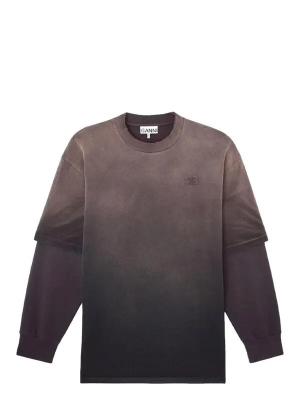 GANNI Washed Jersey Long-sleeve T-shirt - Phantom Black