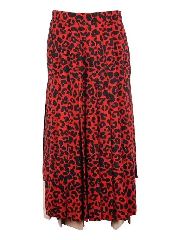 N.21 Leopard Print Pleated Skirt - Red