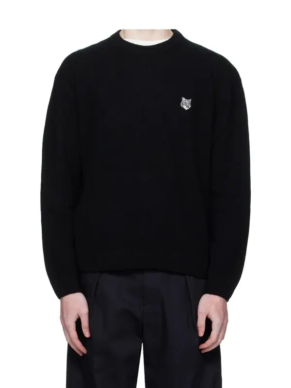 Maison Kitsuné Embroidered Logo Wool Sweater - Black