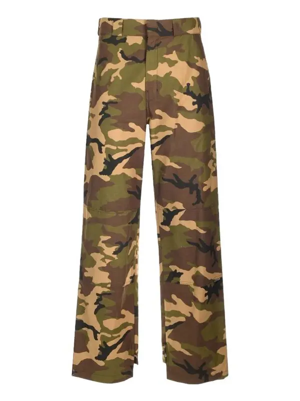 Palm Angels Camouflage Printed Belted Pants - Brown