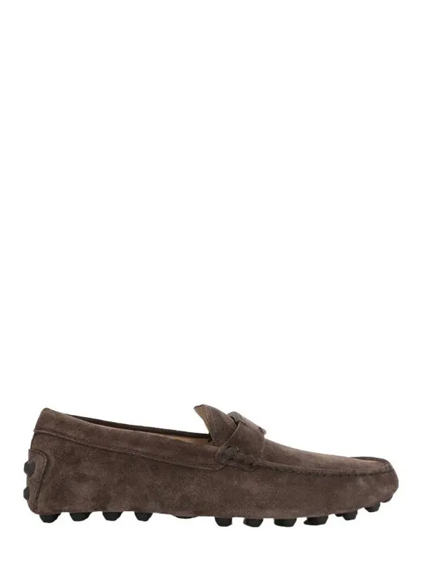 TOD'S Suede T-buckle Loafers - Brown