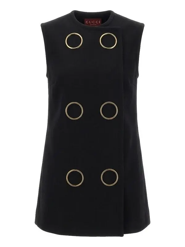 Gucci Sleeveless Vest With Maxi Buttons - Black