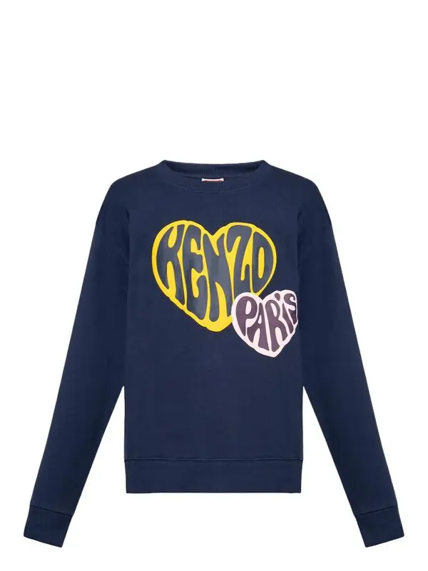 Kenzo Logo Printed Long-sleeved T-shirt - Blue