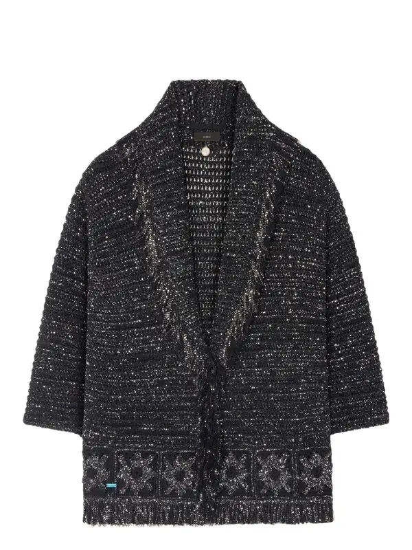 Alanui City Lights Sequined Crochet Cardigan - Black Silver