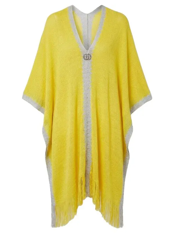 Gucci V-neck Tassel Dress With Double G Detail - Yellow