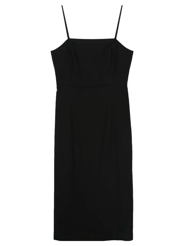 Theory Square Neck Sleeveless A-line Midi Dress - Black