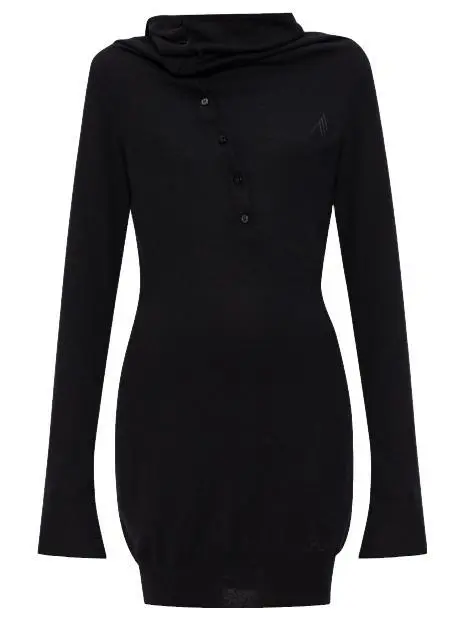 Attico Long Sleeve Hooded Mini Dress - Black