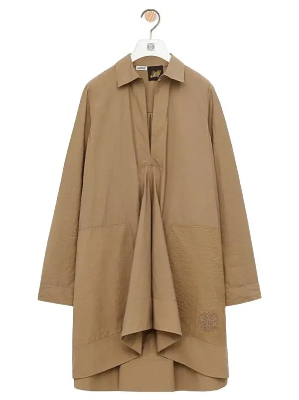 Loewe Trapezoidal Cotton Blend Tunic Dress - Brown