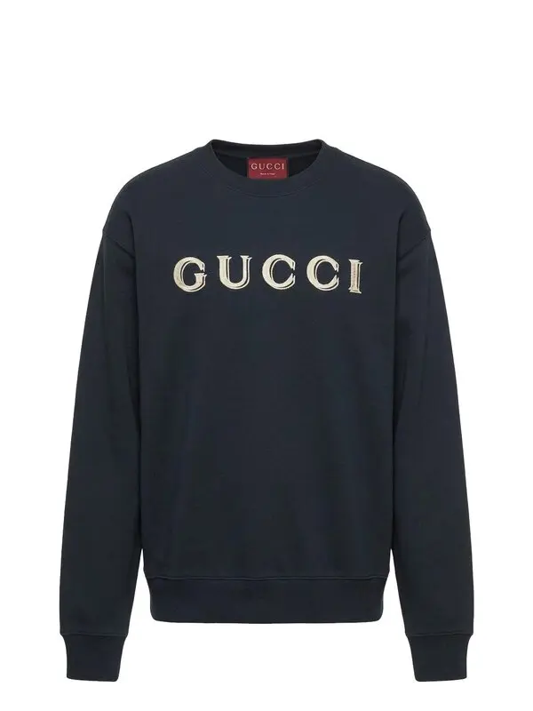 Gucci Embroidery Jersey Sweatshirt - Dark Blue