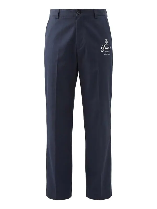 Gucci Printed Twill Trousers - Dark Blue