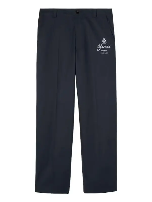 Gucci Printed Twill Trousers - Dark Blue