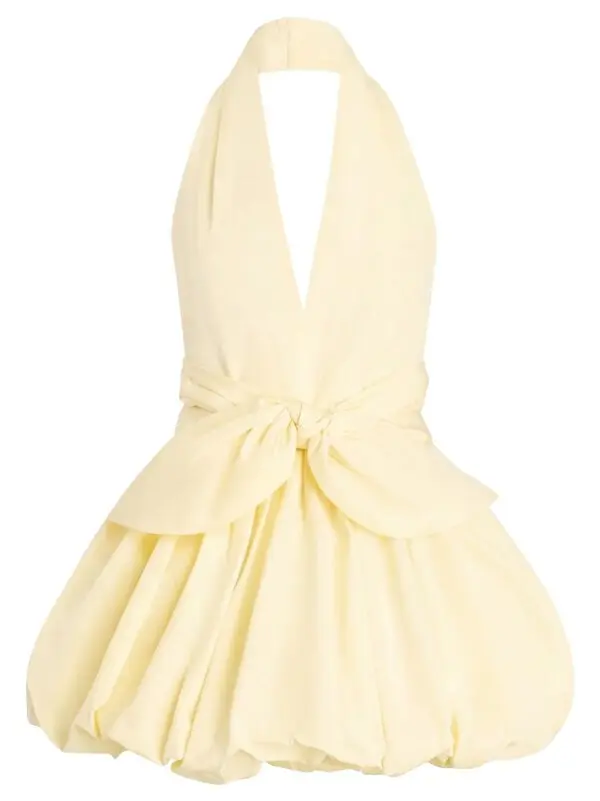 PATOU Halter Neck Bow Detail Mini Dress - Nude