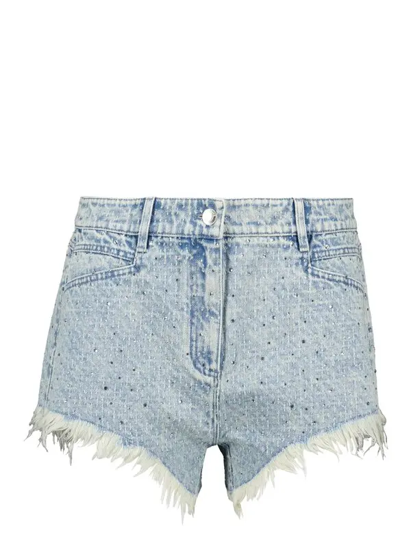 IRO PARIS Embellished Denim Shorts - Gray