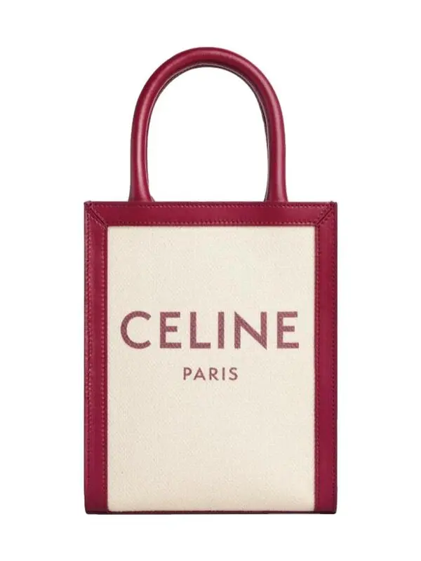 Celine Mini Vertical Cabas Textile Print Calfskin - White