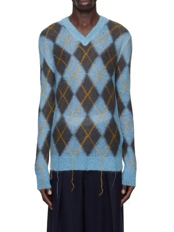 Marni Geometric Patterned V-neck Knitted Jumper - Multicolor