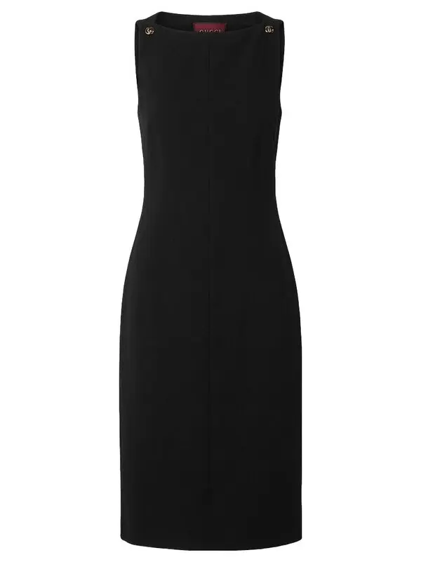 Gucci Cotton Crêpe Sleeveless Dress With Double G Detail - Black