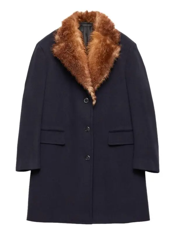 Prada Single-breasted Long Coat - Navy Blue