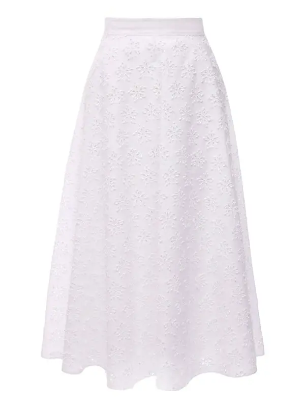 Valentino Garavani Embroidered Floral A-line Skirt - White