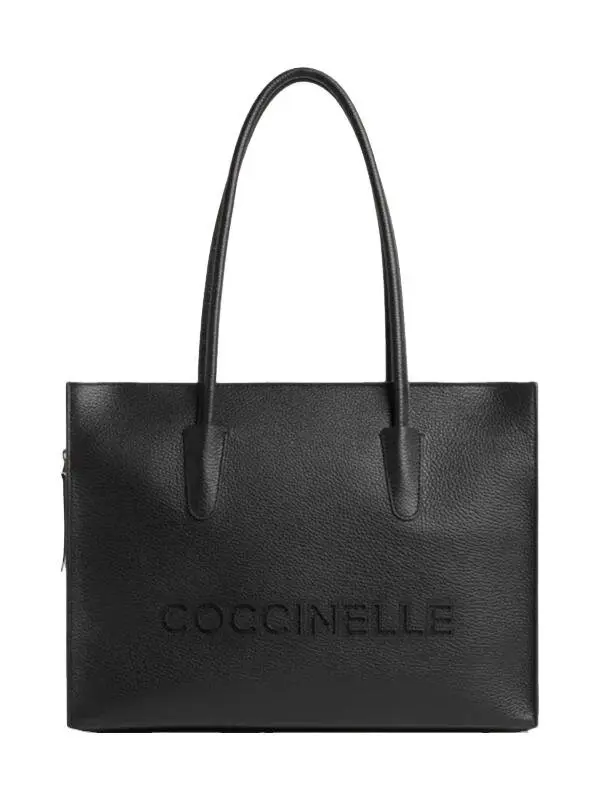 COCCINELLE Medium Tote Bag With Logo Detail - Black