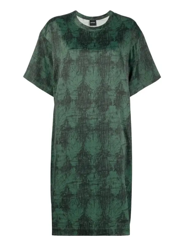 Aspesi Graphic Print T-shirt Dress - Green