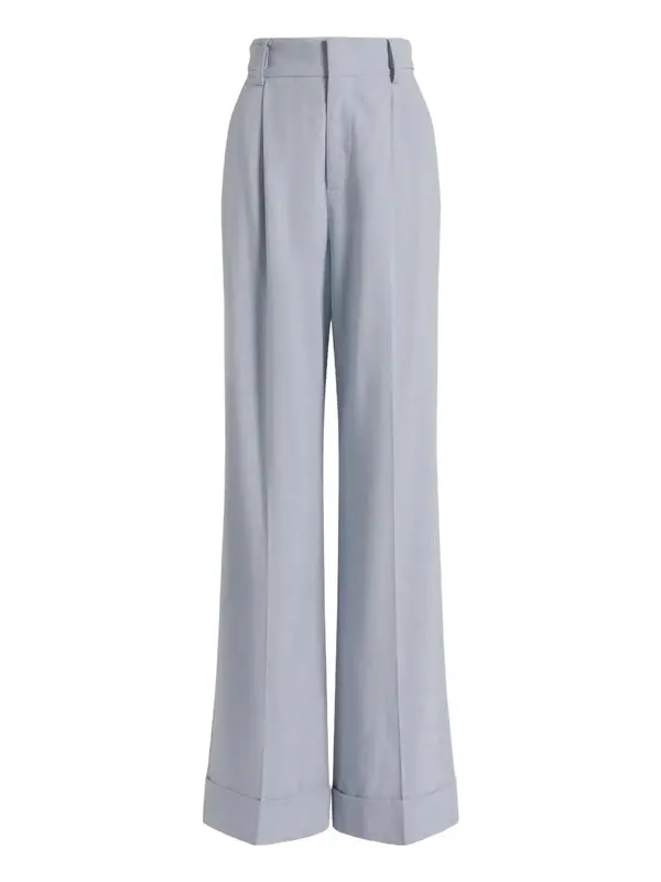 Alberta Ferretti High Waist Pleated Wide-leg Trousers - Gray
