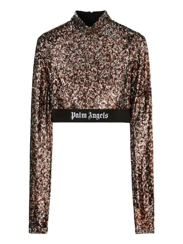 Palm Angels Sequin Embellished Cropped Top - Multicolor