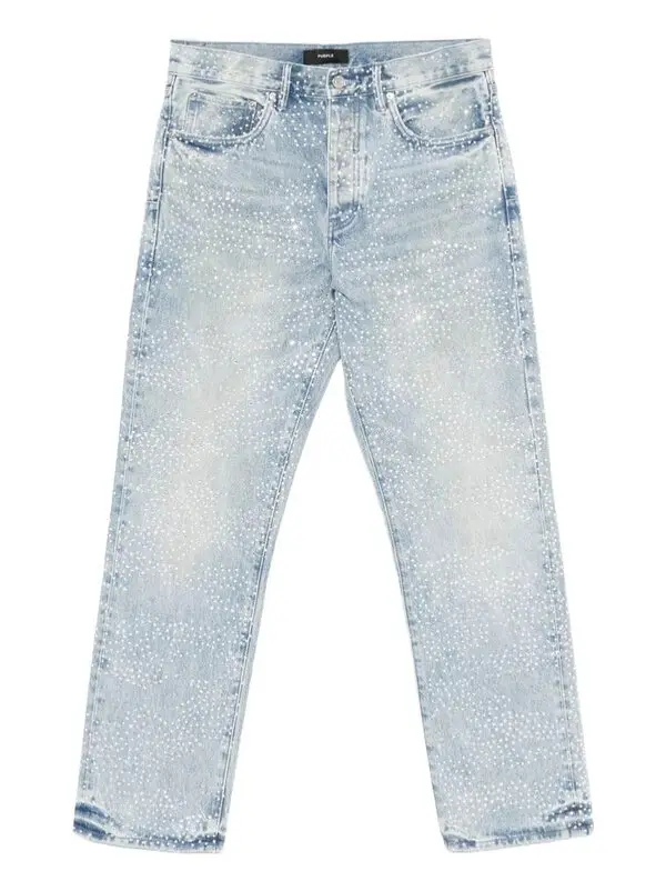PURPLE BRAND Embellished Straight Leg Jeans - White