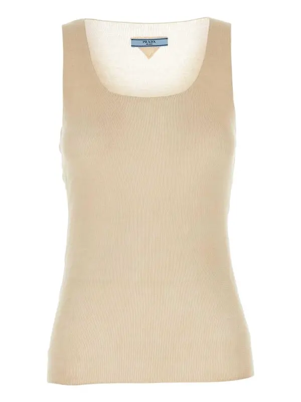 Prada Sleeveless Ribbed Tank Top - Nude