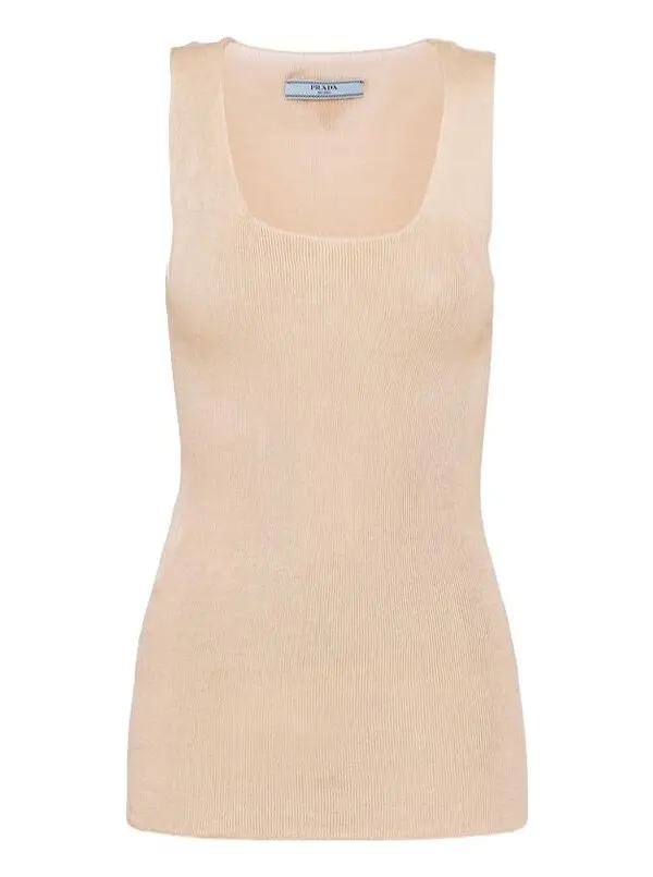 Prada Sleeveless Ribbed Tank Top - Snow White
