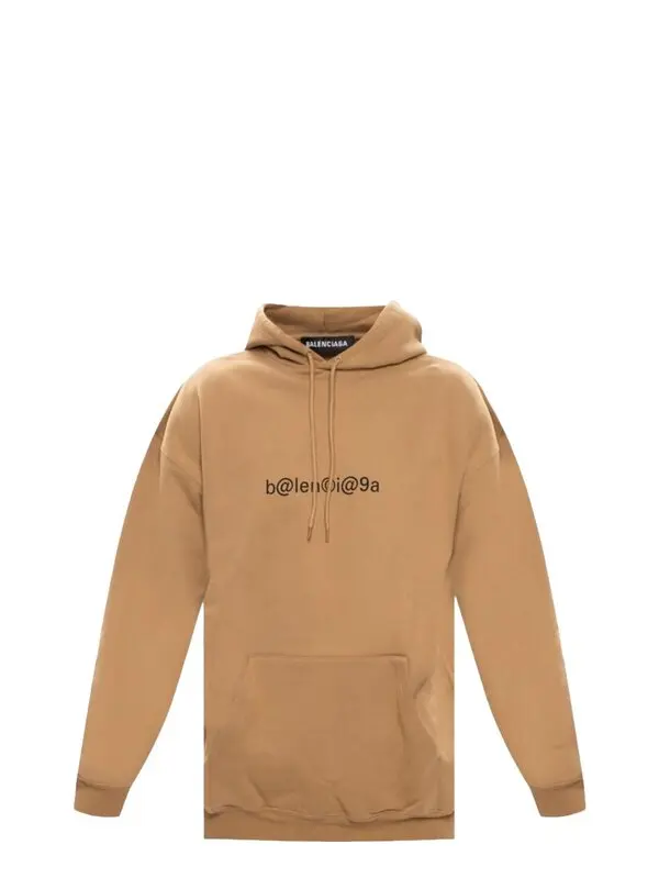 Balenciaga Logo Print Hoodie - Nude