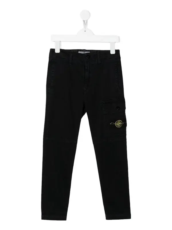 Stone Island Teen Compass-patch Cargo Trousers - Blue