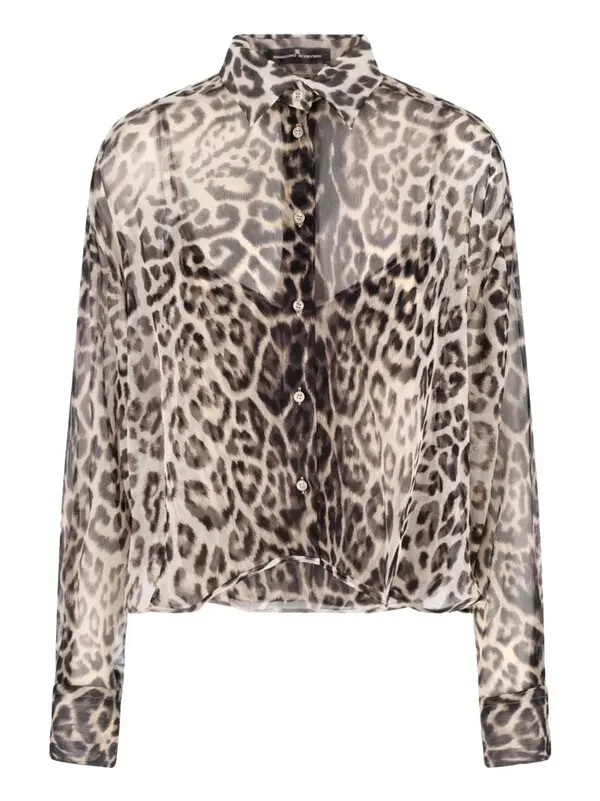 Ermanno Scervino Leopard Print Shirt With Tank Top - Brown
