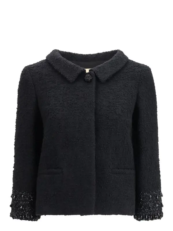 Valentino Garavani Embellished Tweed Jacket - Black