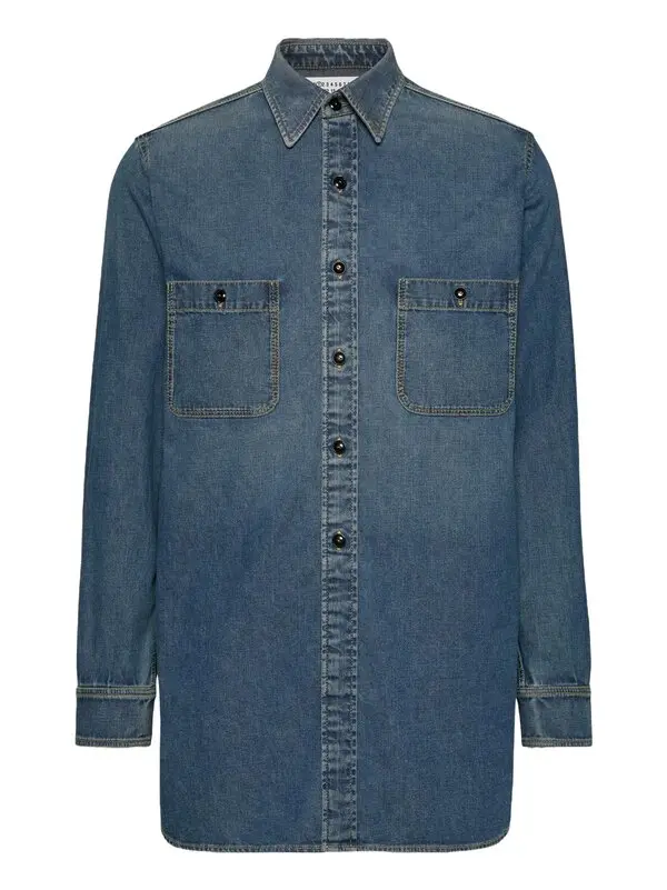 MAISON MARGIELA Collared Long-sleeve Denim Shirt - Blue