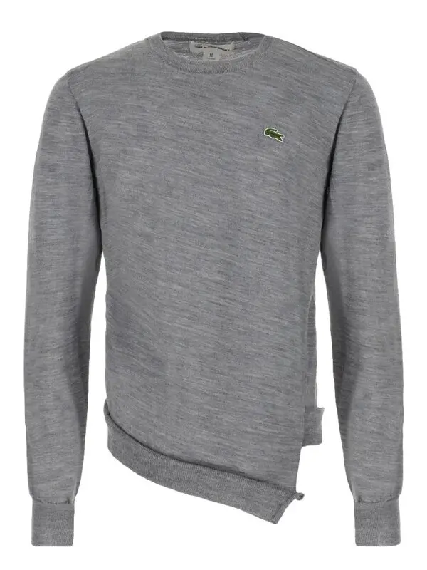 Comme Des Garçons Long Sleeve Sweater With Asymmetrical Hem - Gray
