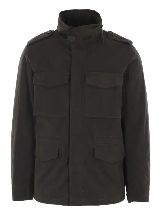 Aspesi Canvas High-neck Jacket With Detachable Hood - Black