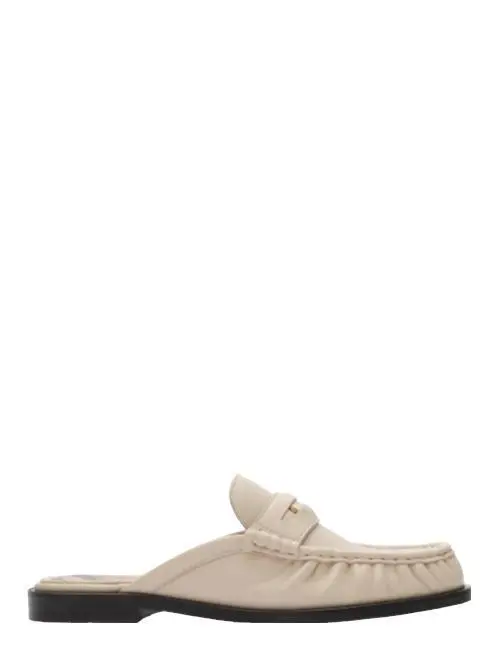 Burberry Cadet Gathered Mules - Nutmeg Beige