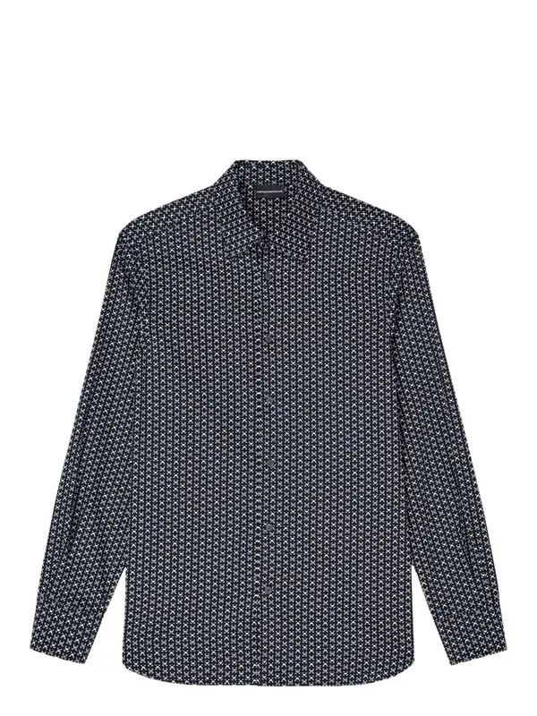 Emporio Armani Printed-pattern Stretch Shirt - Blue