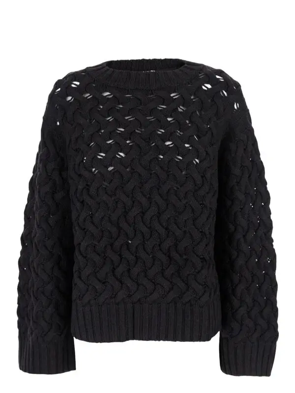 P.a.r.o.s.h Cable-knit Open-weave Sweater With Cut-out Details - Black