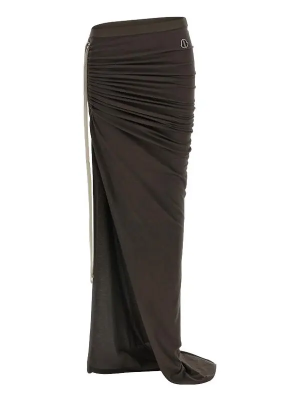 Rick Owens Moncler Appliquéd Cotton-jersey Maxi Skirt - Black