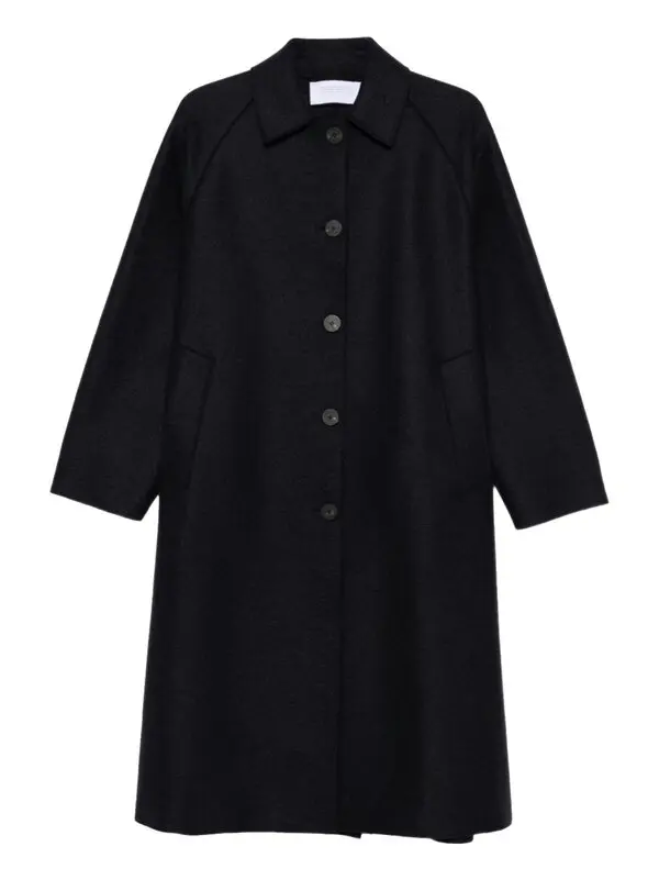Harris Wharf London Single-breasted Raglan Sleeve Coat - Navy Blue